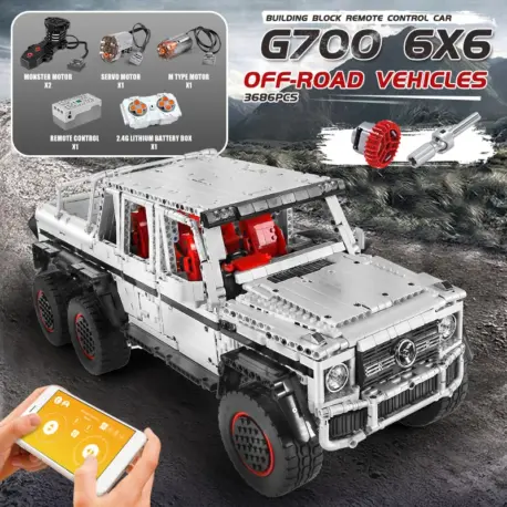 Mould King 13061 De App & Rc Gemotoriseerde G63 6X6 Off-Road Suv Auto Model – brickparts.nl